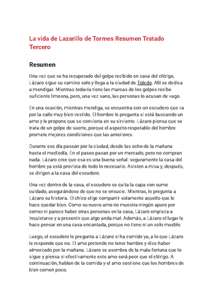 2. Resumen Tratado Segundo - La vida de Lazarillo de Tormes Resumen y ...