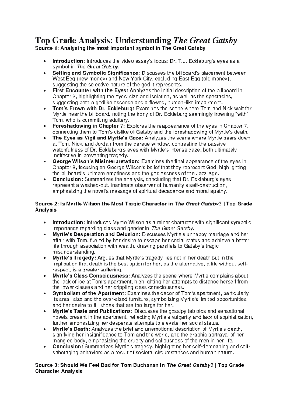 Top Grade Analysis: Key Themes and Characters in The Great Gatsby (ENG ...