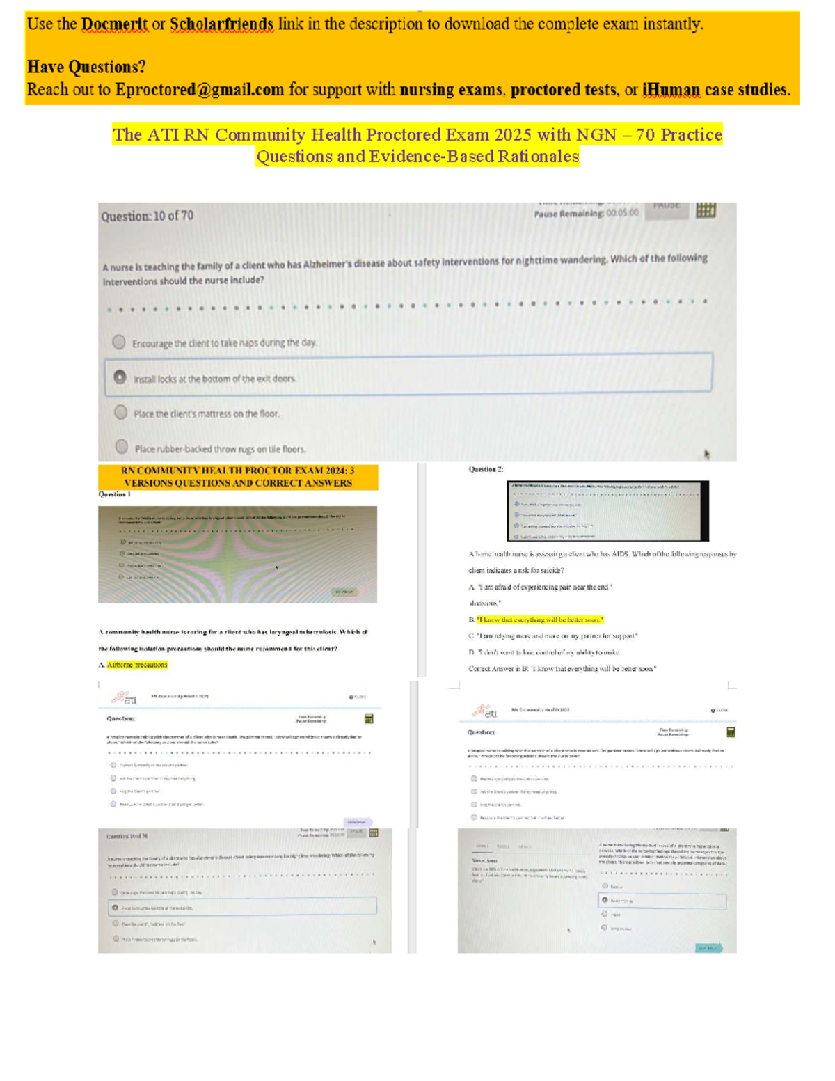 RN ATI Community Health Proctored Exam Study Guide 2025 NGN Test Bank ...
