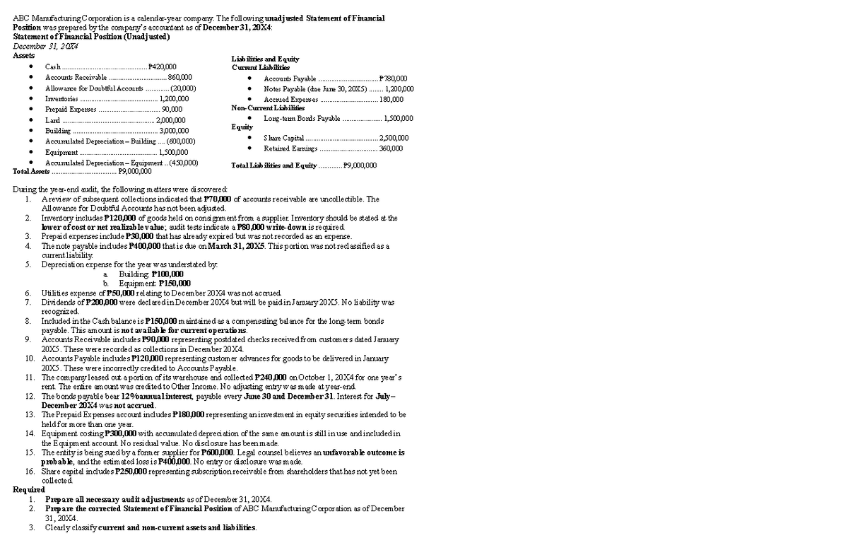 Ia3 Quiz No. 1 Answers - Test Bank for Financial Position Adjustments ...