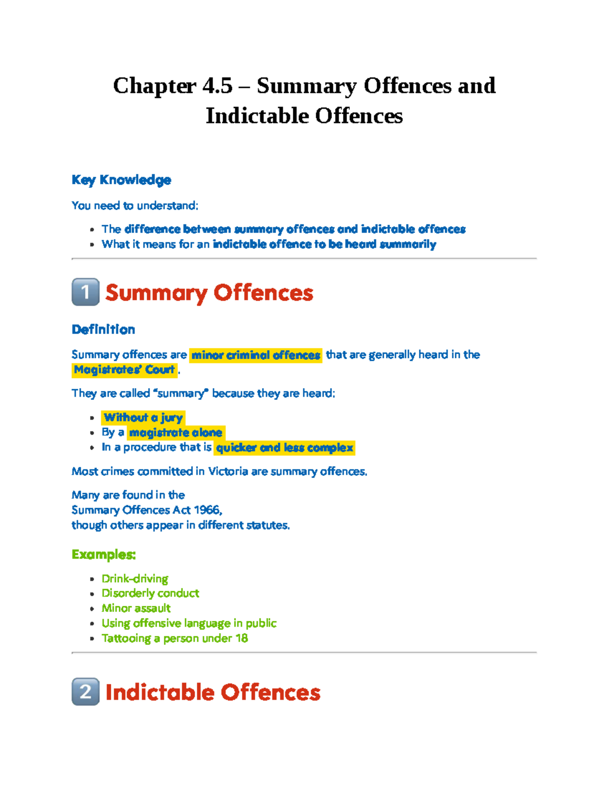 4.5 Summary and Indictable Offences: Key Differences Explained - Studocu