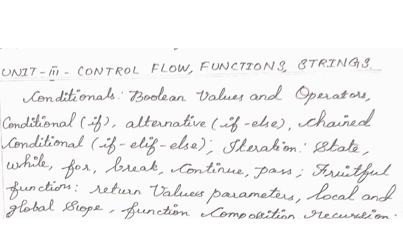 GE3151 PS&PP Unit 3 - Control Flow, Functions, and Strings Notes - Studocu