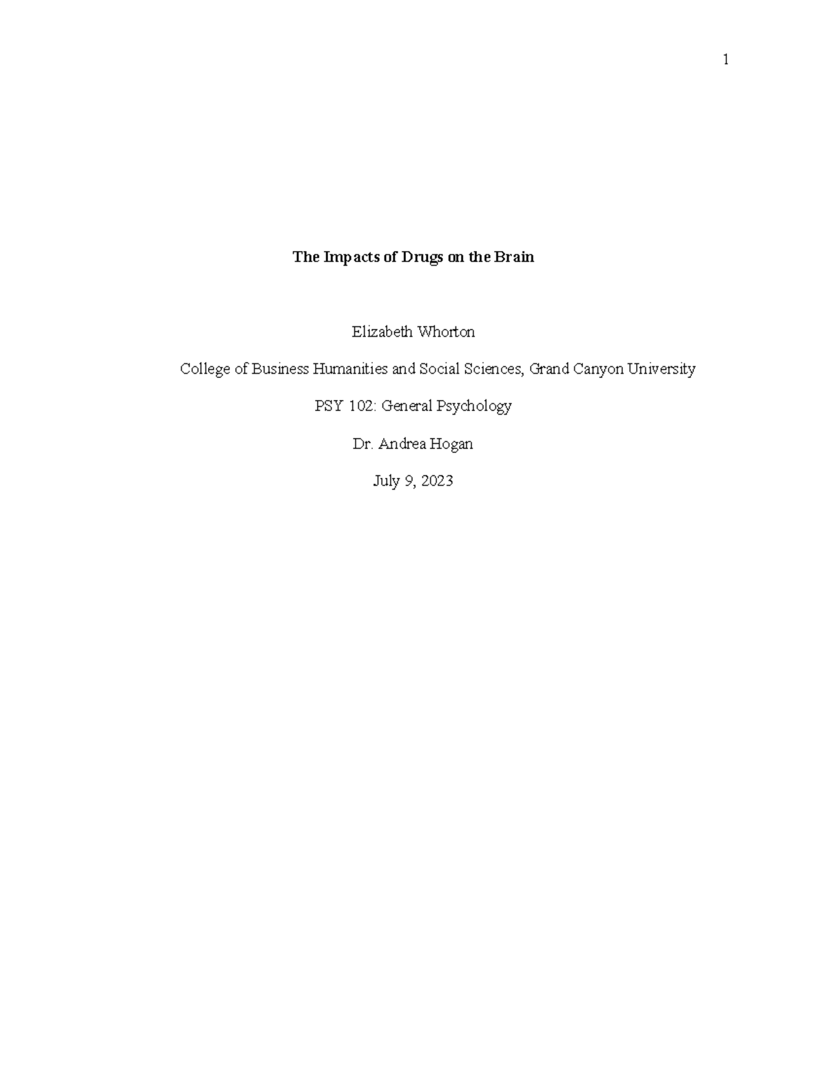 PSY 102: The Impact of Barbiturates on the Brain - Research Paper - Studocu