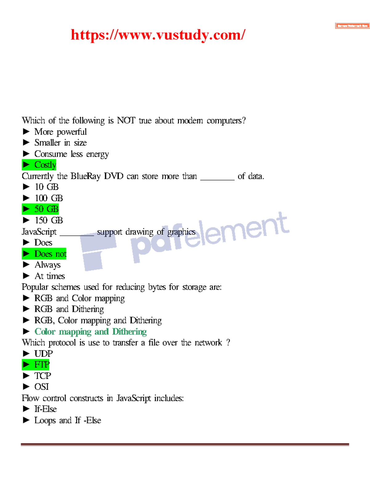 CS101 Final Term MCQs Compilation for 115 Papers - VUSTudy Resources - Studocu
