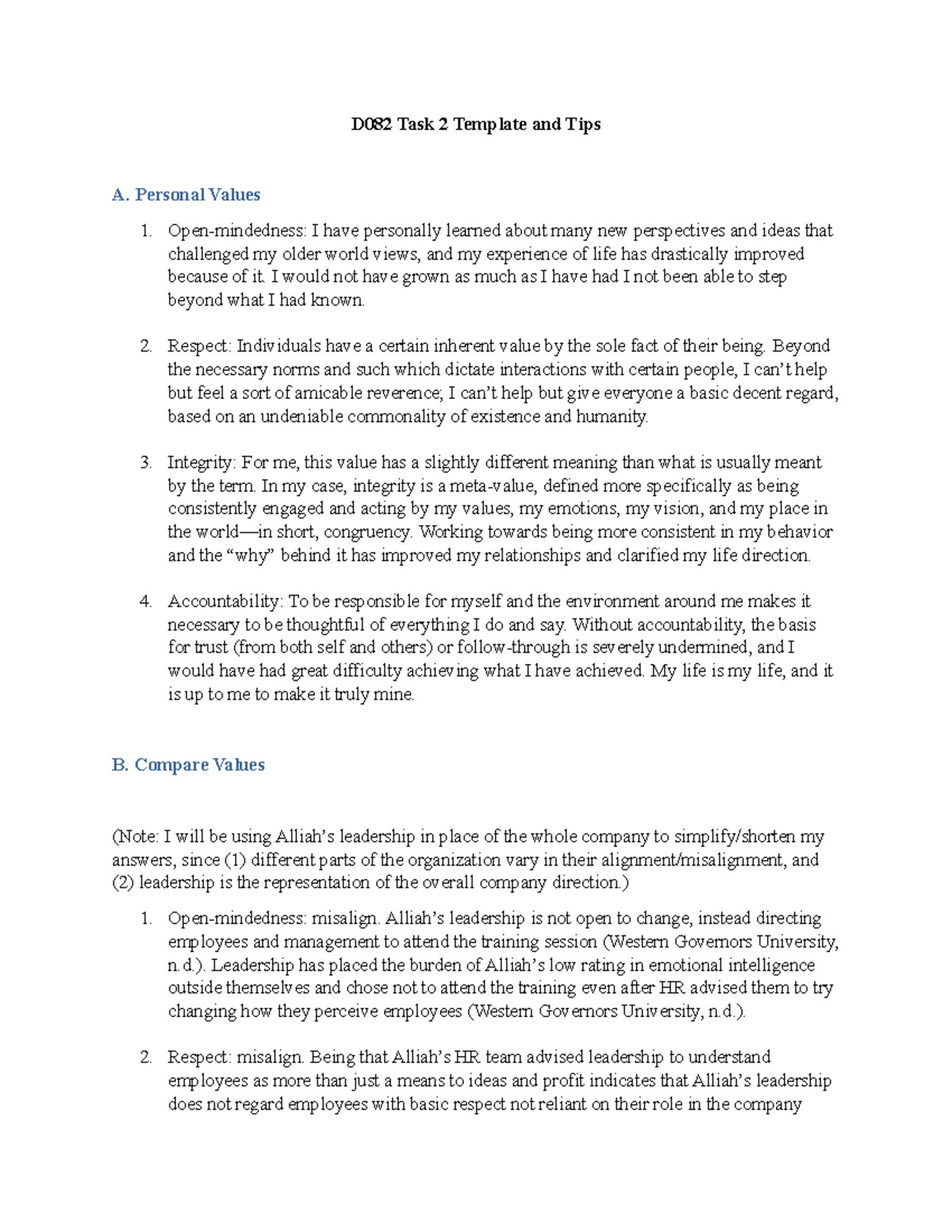 D082 Task 2 July 2022: Enhancing Emotional & Cultural Intelligence ...