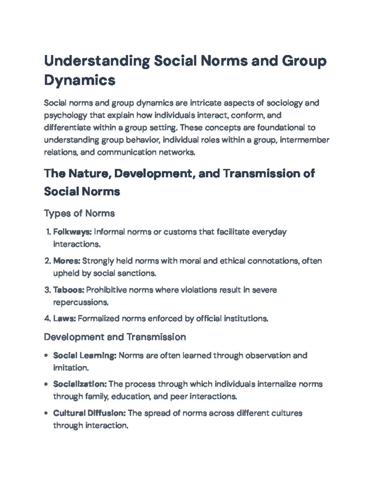 Understanding Social Norms and Group Dynamics: A Comprehensive Overview ...