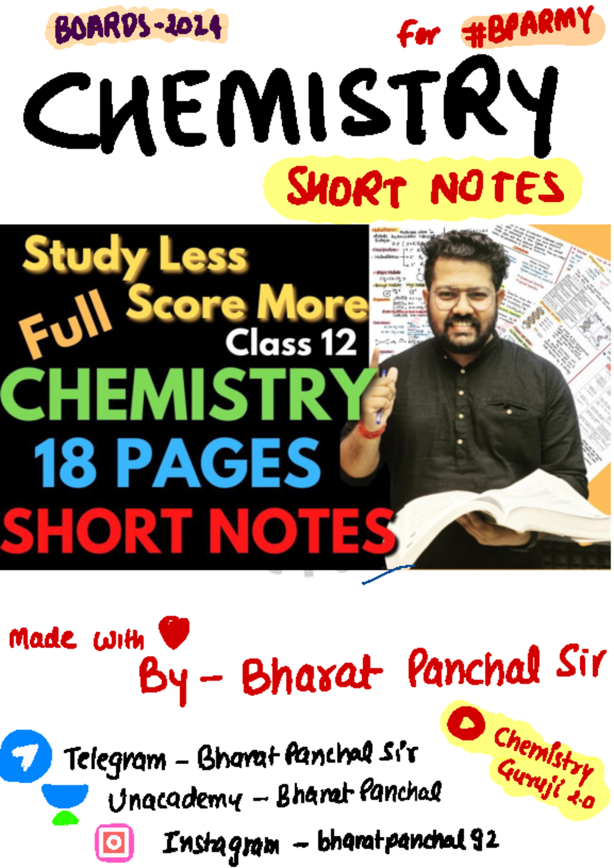 Chemistry Short Notes for Boards 2024 (BPARMY) by Bharat Panchal - Studocu