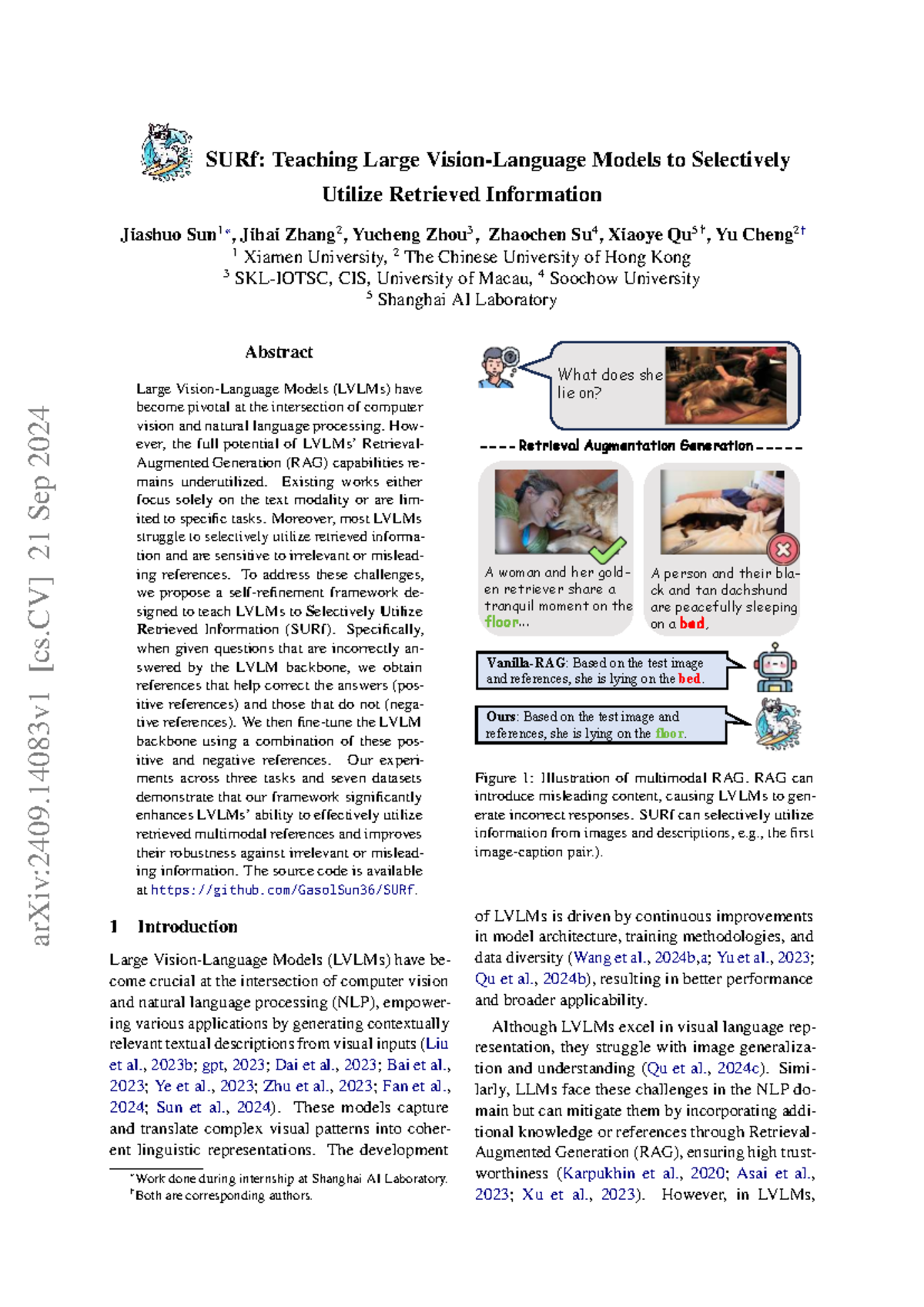 SURf: Teaching LVLMs to Selectively Utilize Retrieved Info - Studocu