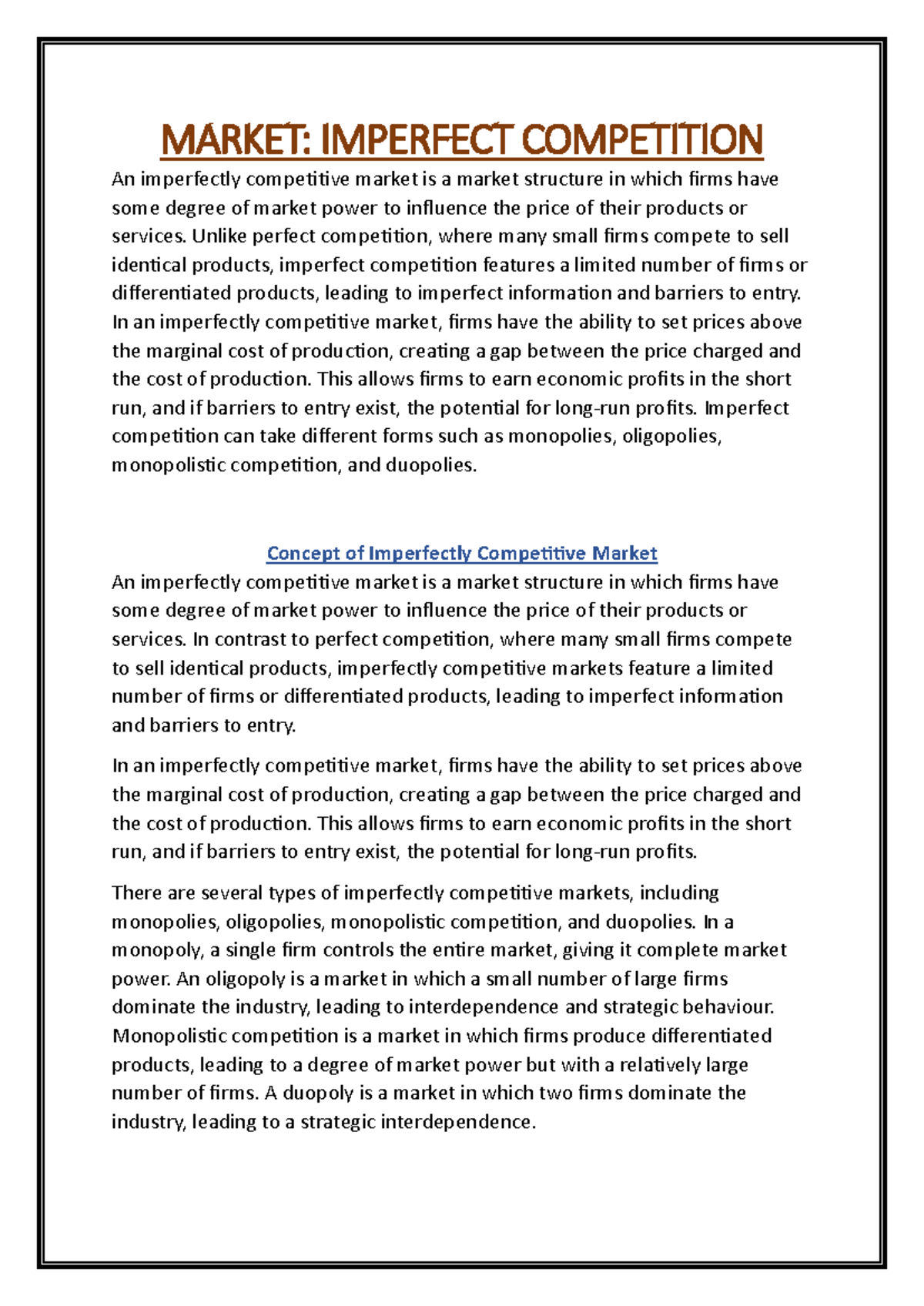 Imperfect Competition: Key Insights on Market Structures and Dynamics ...