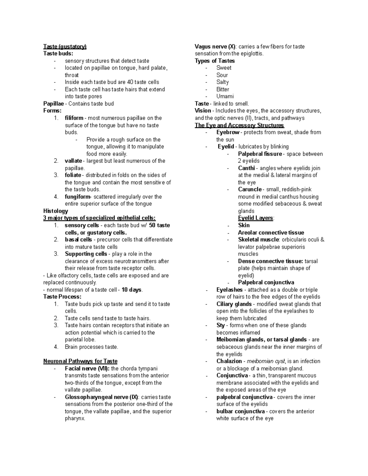 Senses Taste & Sight - Anatomy and Physiology - Taste (gustatory) Taste ...