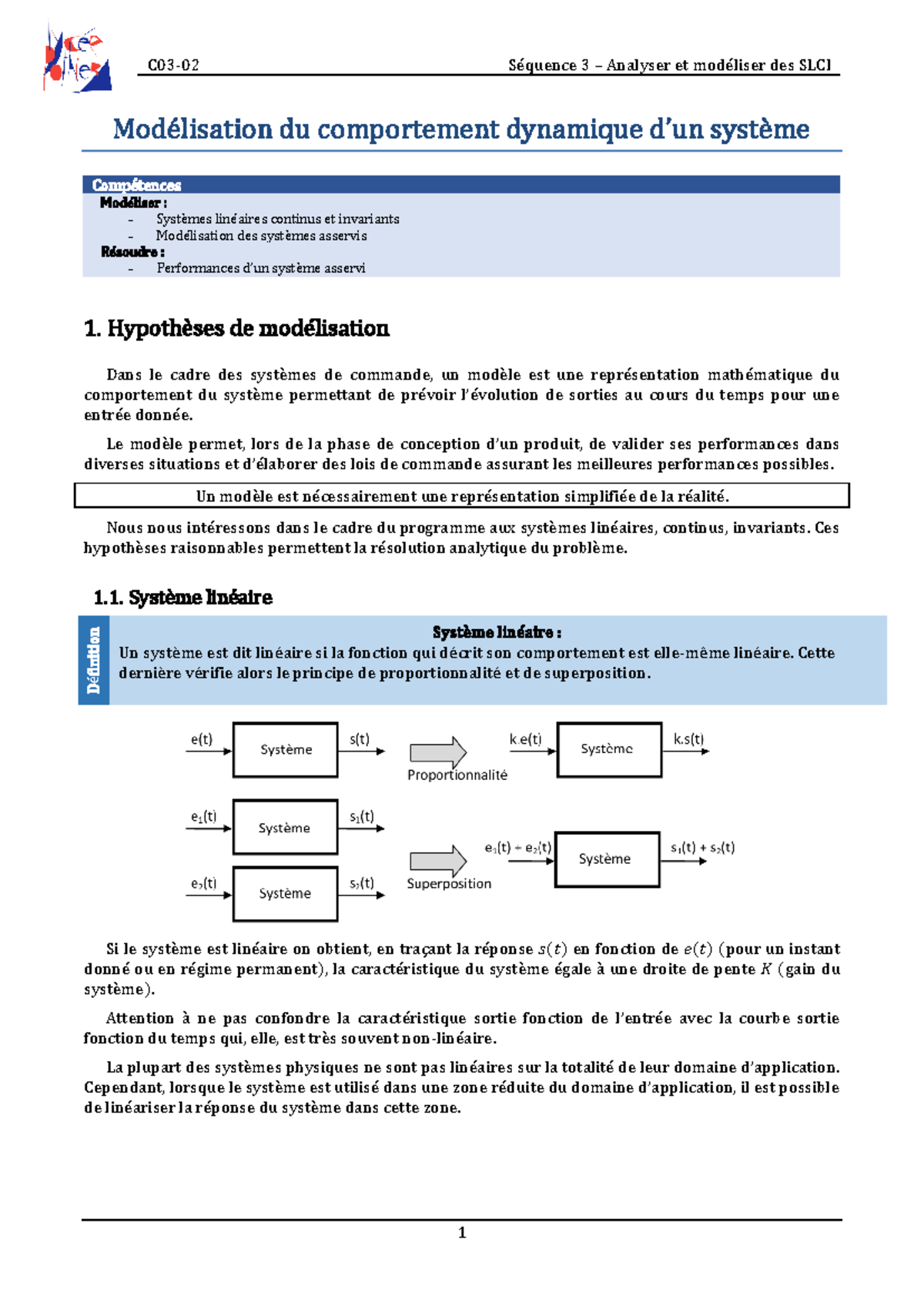 CM Modélisation Dynamic de Système Linéaire Continu Invariant - Studocu