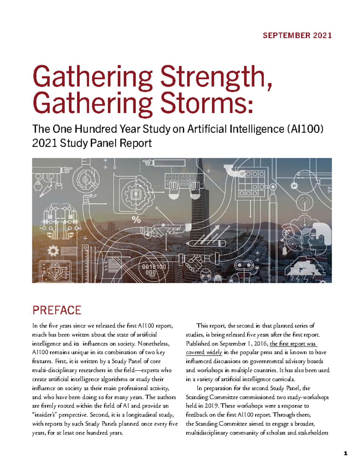 Gathering Strength: AI100 2021 Study Panel Report Overview - Studocu