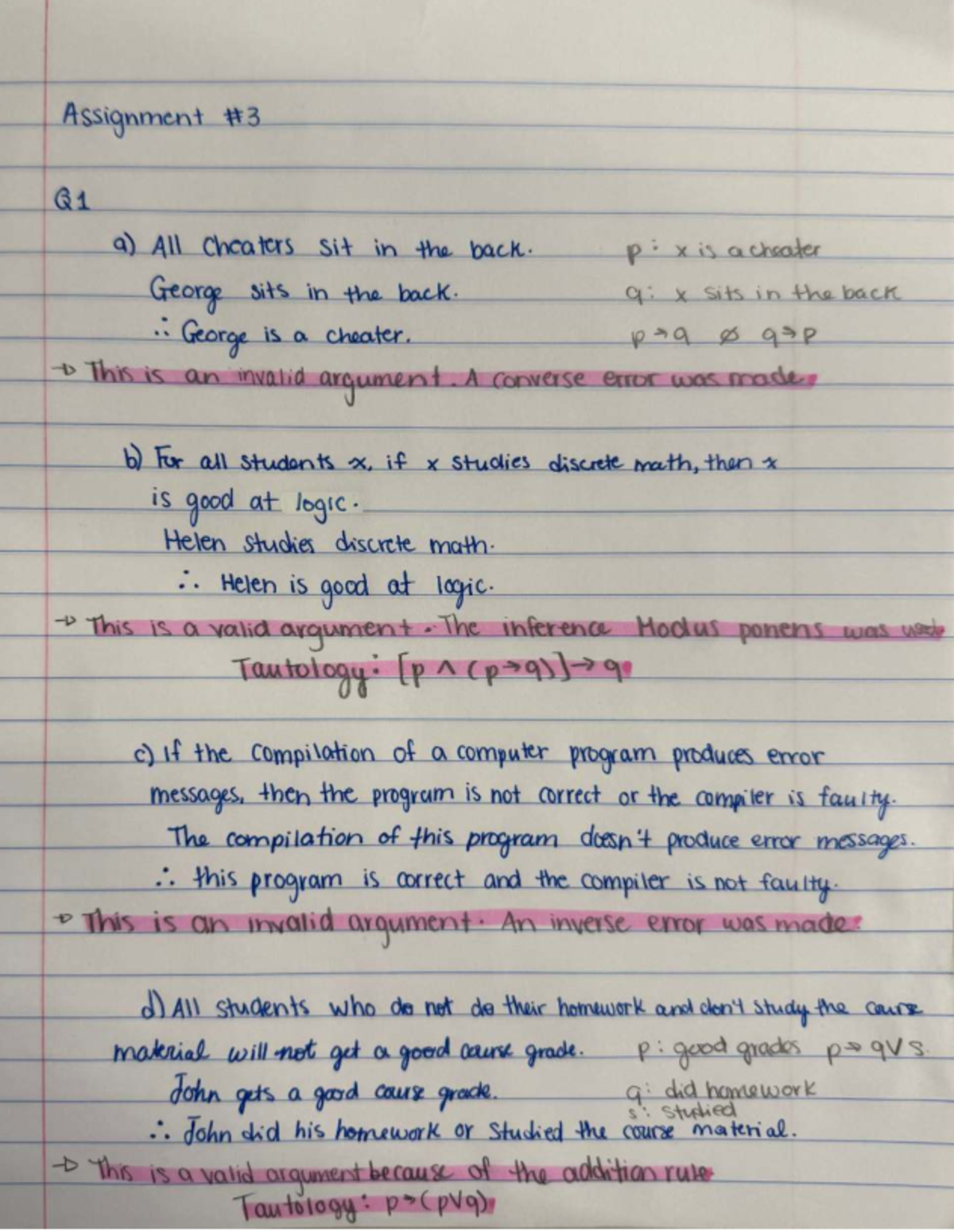 Assignment #3: Logic Validity and Argument Analysis - Studocu