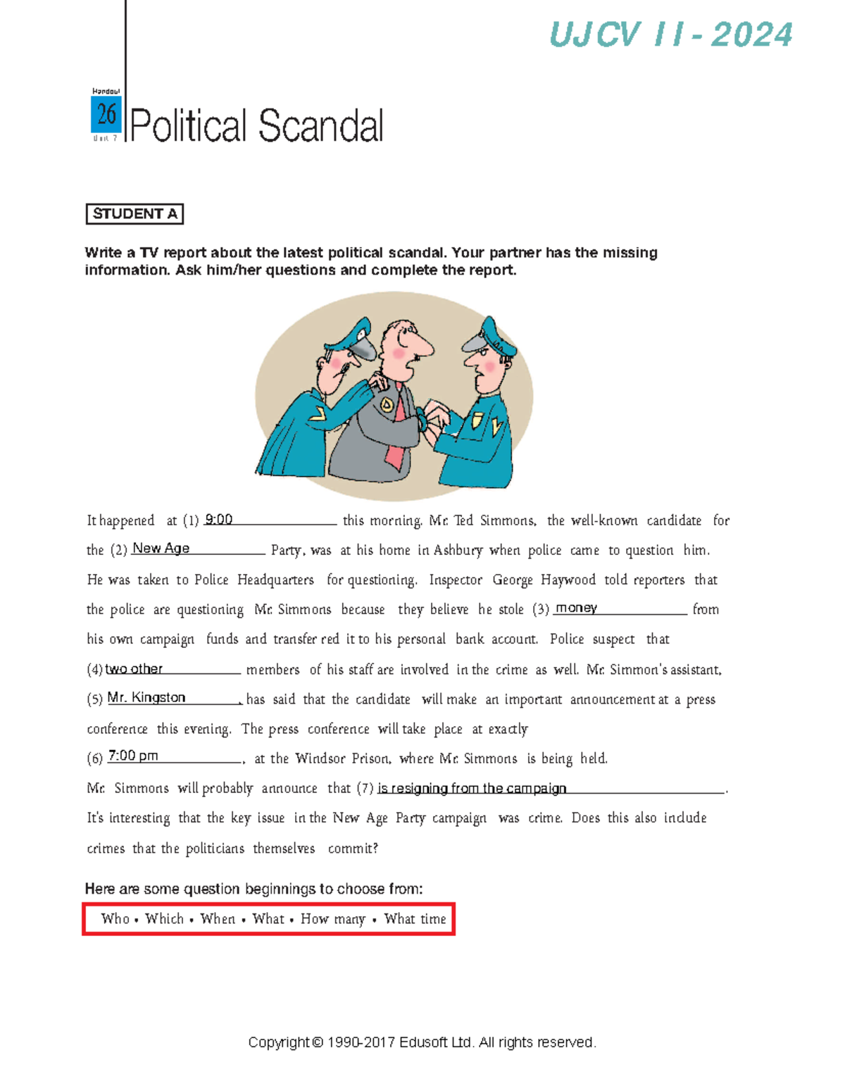 07 Intermediate II Handout 26 Unit 7: Politics & Political Scandal ...