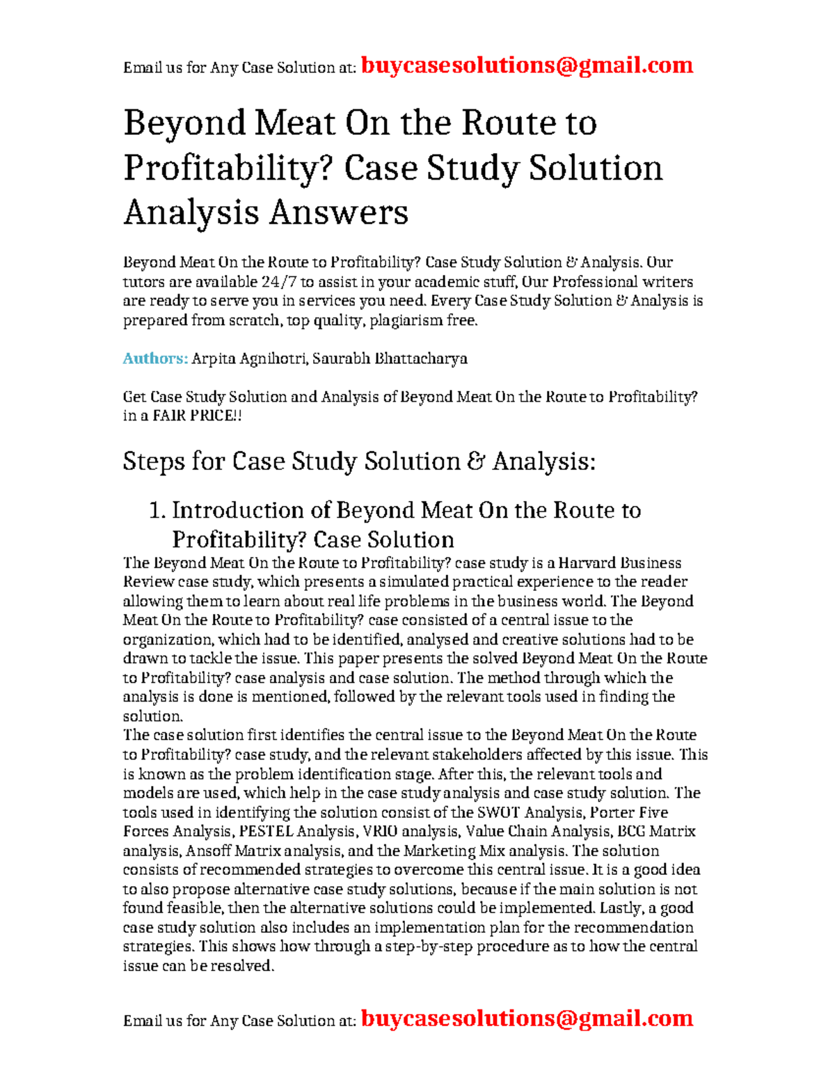 Case Study Solution: Beyond Meat's Path to Profitability Analysis - Studocu