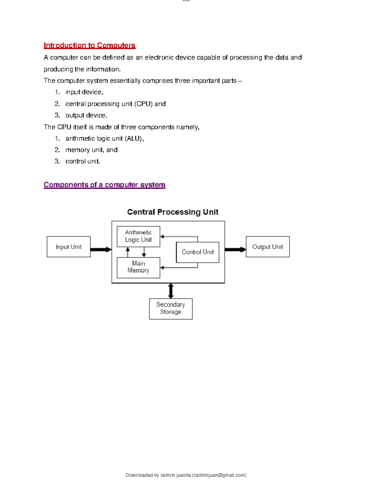 Anatomy-of-computers - Introduction to Computers A computer can be defined as an electronic ...