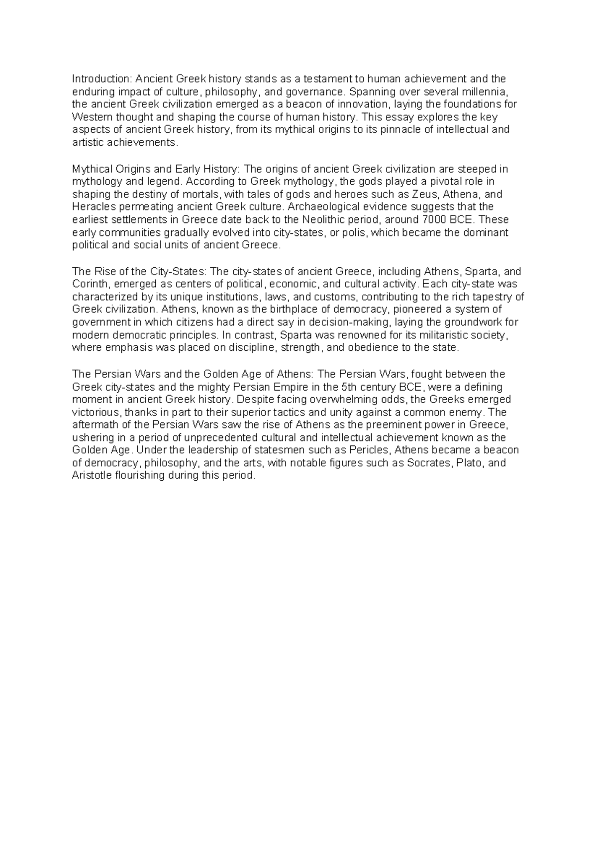 Summary on Ancient greek history - Introduction: Ancient Greek history ...