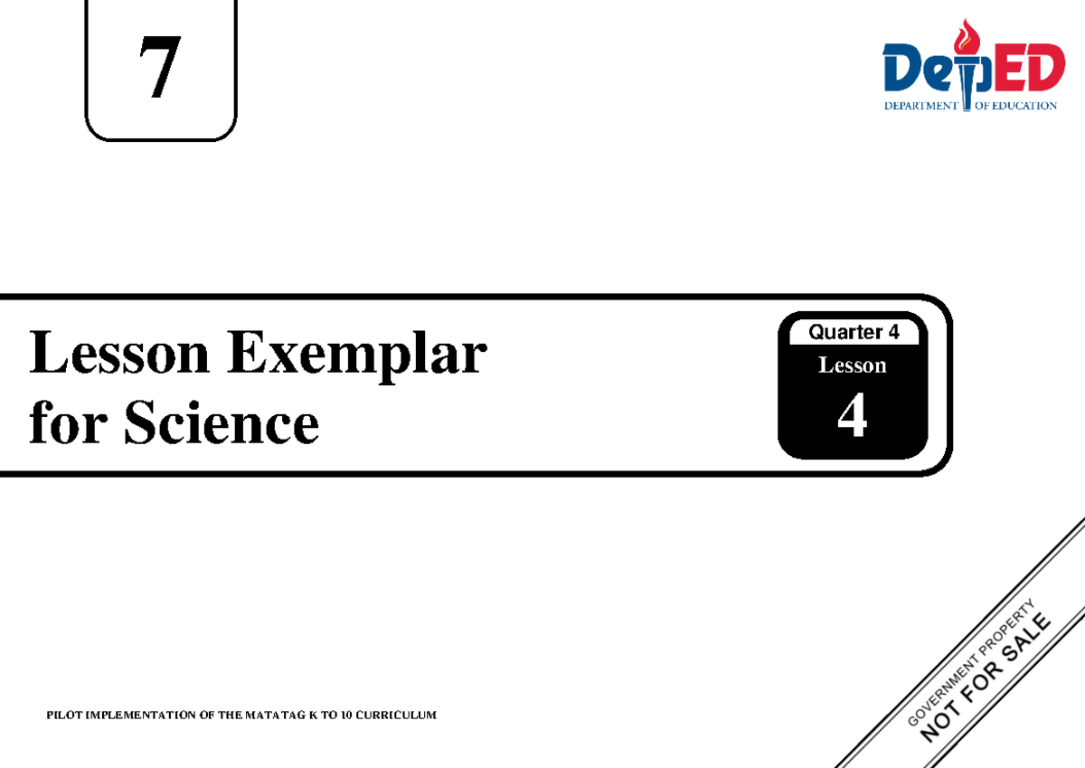 Q4 LE Science 7 Lesson 4 Exemplar and Curriculum Implementation - Studocu