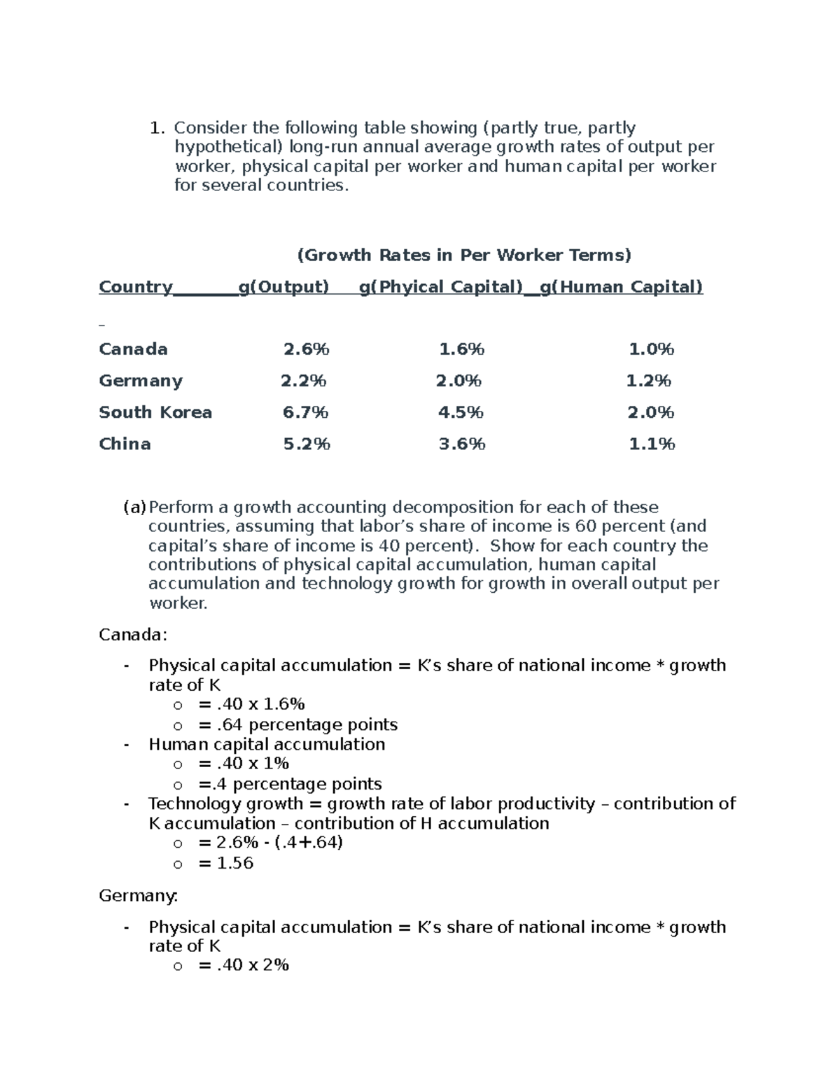 Problem Set 6 - Homework Analysis on Growth Rates by Country - Studocu