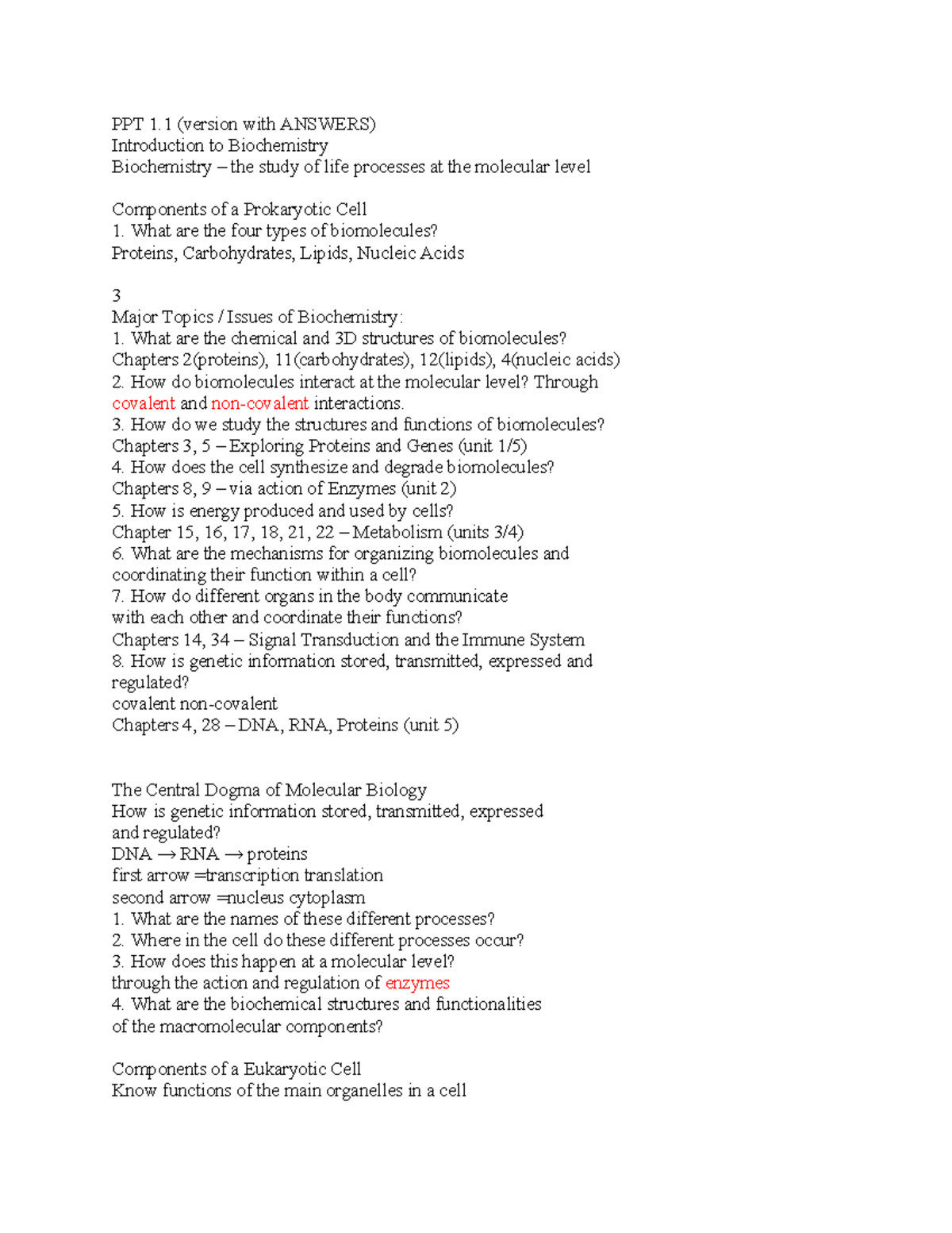 Biochem test 1 - Notes for test 1 - PPT 1 (version with ANSWERS ...