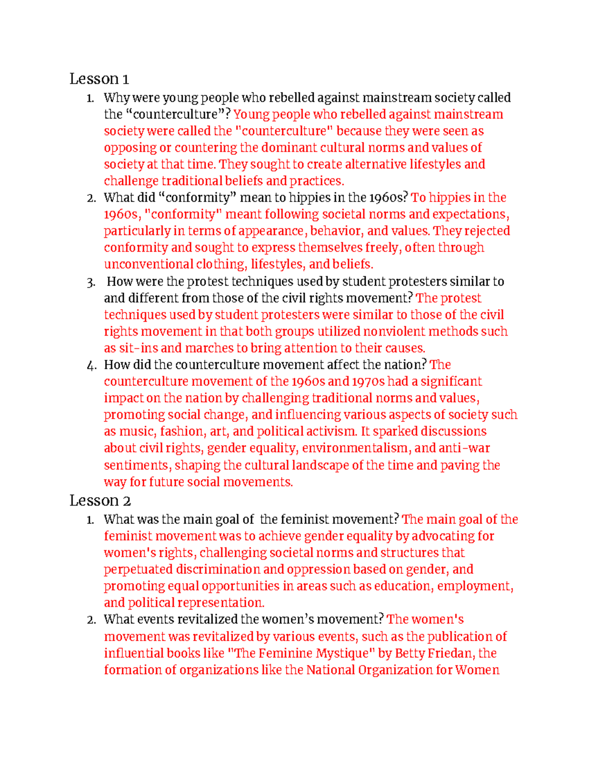Ch. 18 - Lesson 1: Counterculture & Conformity Insights - Studocu