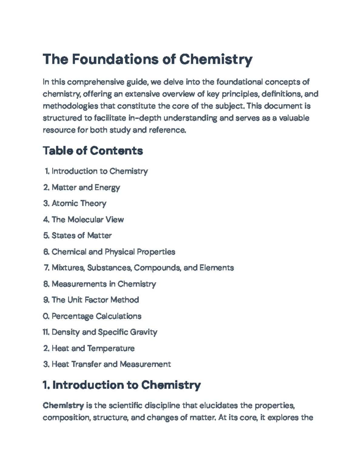 Foundations of Chemistry: Key Principles and Concepts Overview - The ...