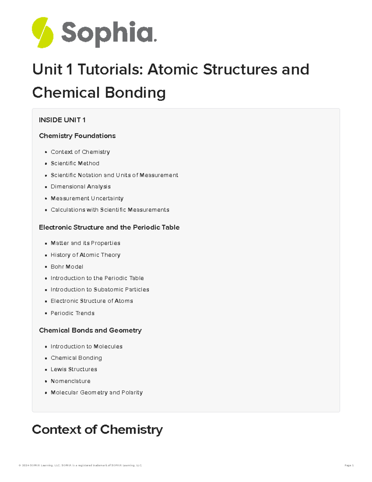 Unit 1 Chemistry Tutorials: Atomic Structures & Chemical Bonding - Studocu