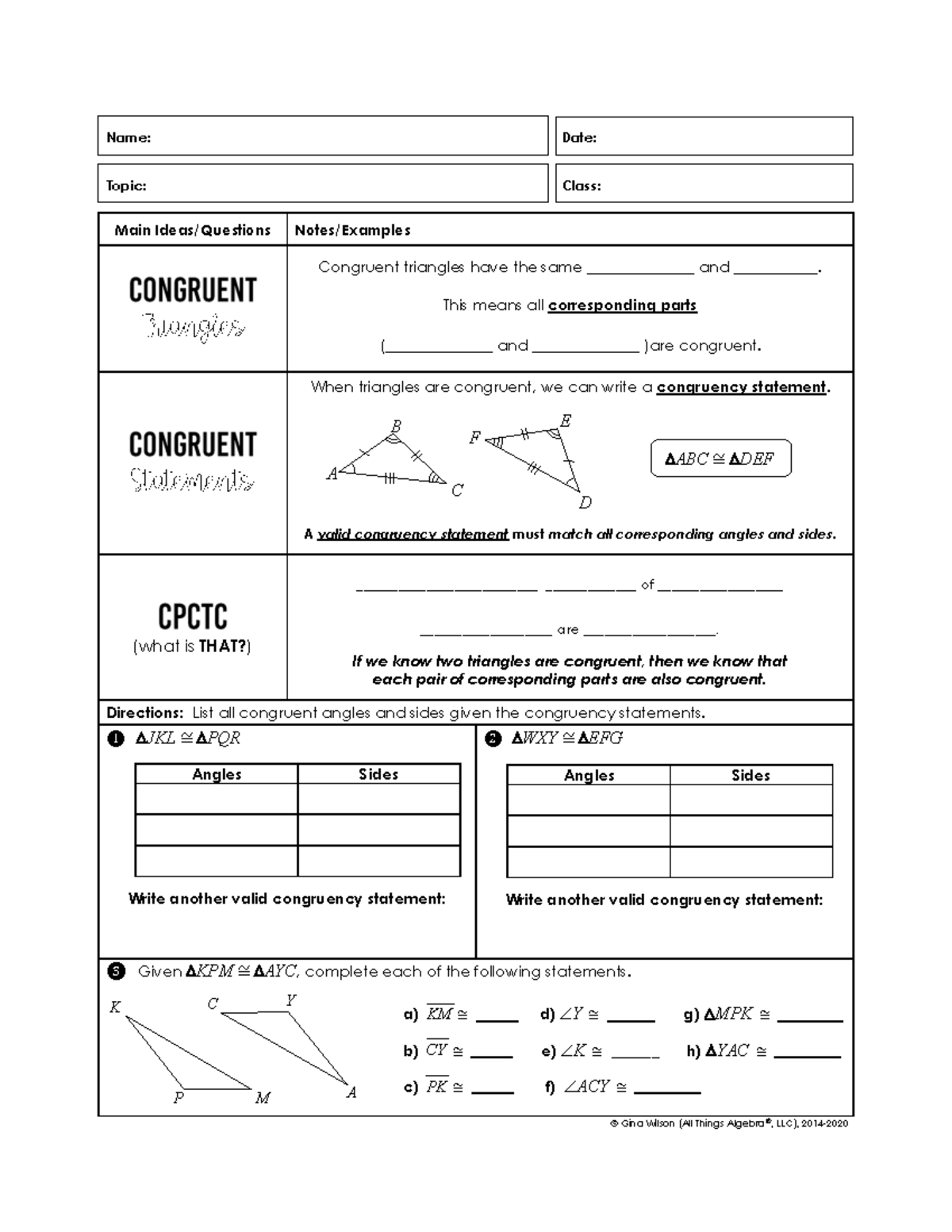 11 04 Guided Notes: Congruent Triangles and Their Properties - Studocu