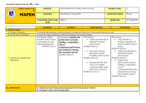 TOS and lesson plan - TABLE OF SPECIFICATION Learning Area