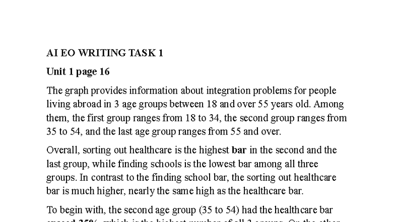 AI EO Writing Task 1 - IELTS Integration Problems Analysis - Studocu