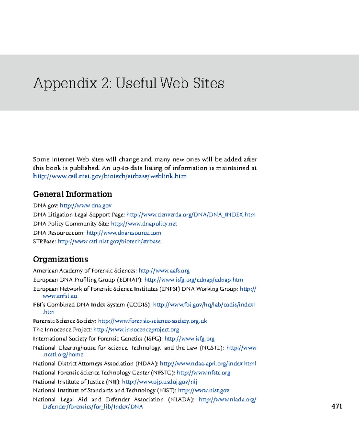 Appendix 2: Useful Websites for Forensic DNA Typing (FDT 2010) - Studocu