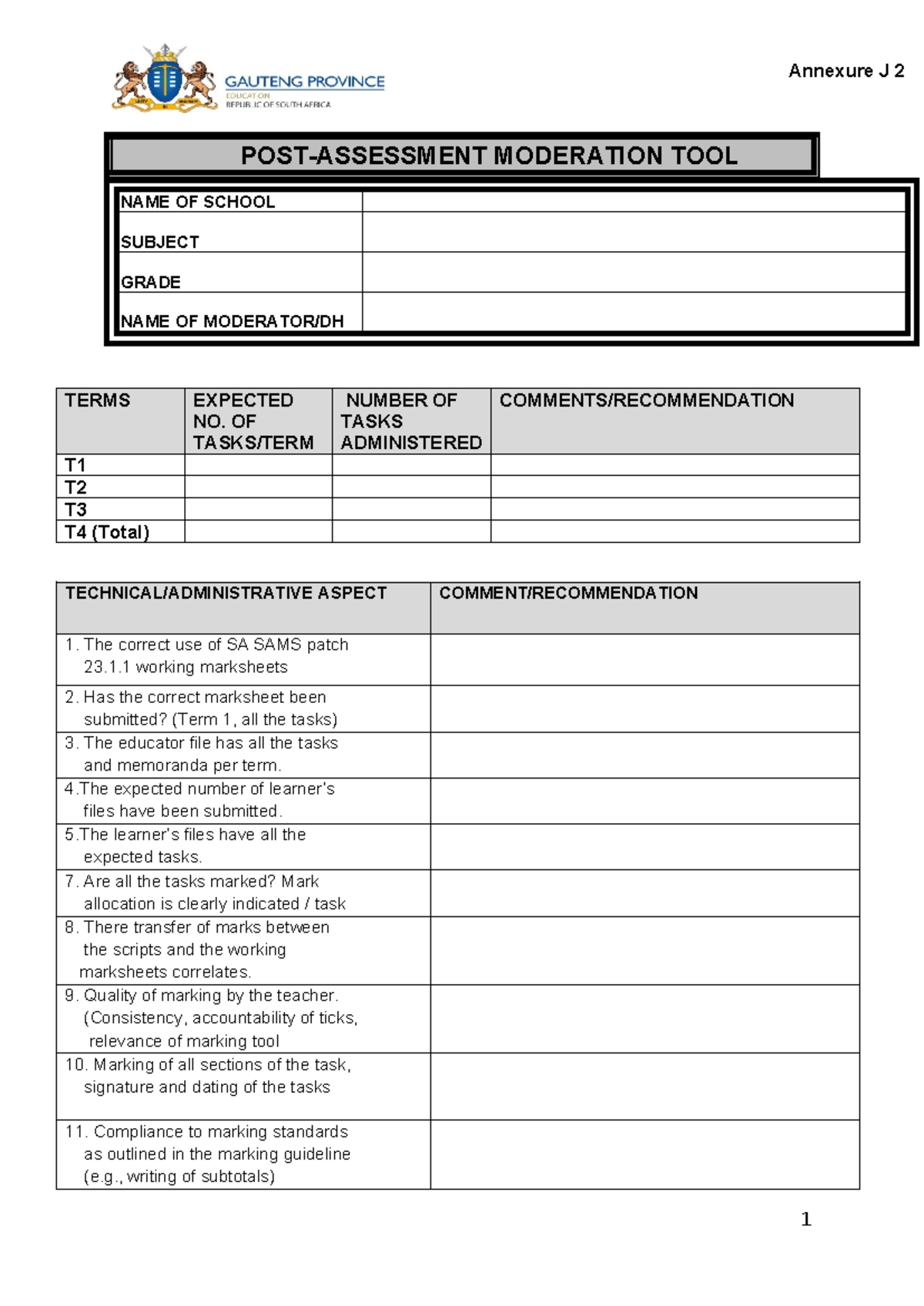 J2 Post-Assessment Moderation Tool: Evaluation & Recommendations - Studocu