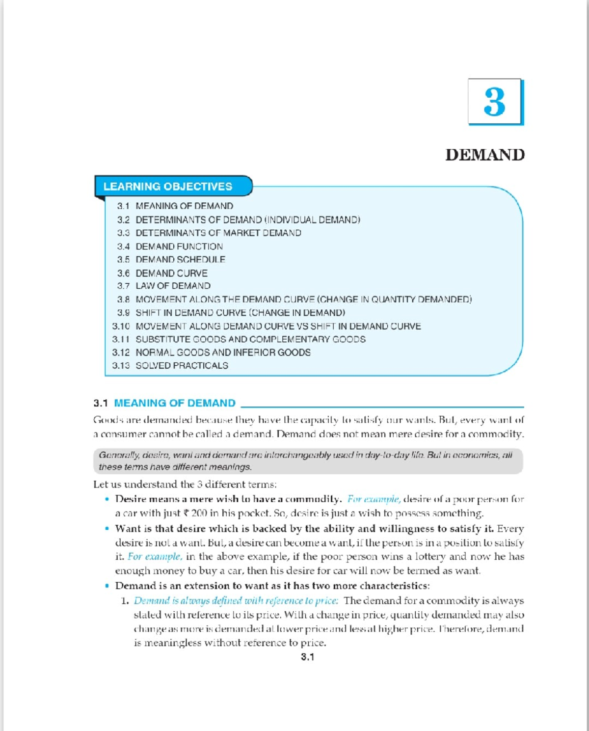 Microeconomics Chapter 3 - 3 DEMAND LEARNING OBJECTIVES 3 MEANING OF ...