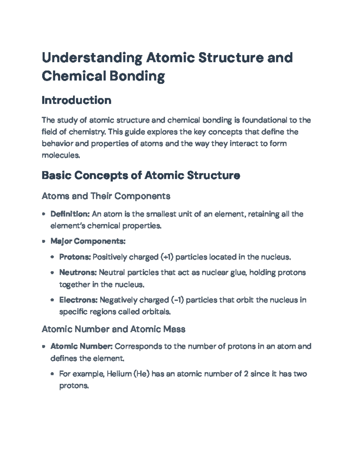 Understanding Atomic Structure and Chemical Bonding in Chemistry ...