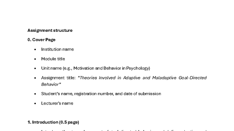 Assignment Structure: Analyzing Adaptive and Maladaptive Behavior in ...