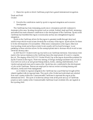 Caribbean Studies Module 1 - Sample essay with points - MODULE 1 ...