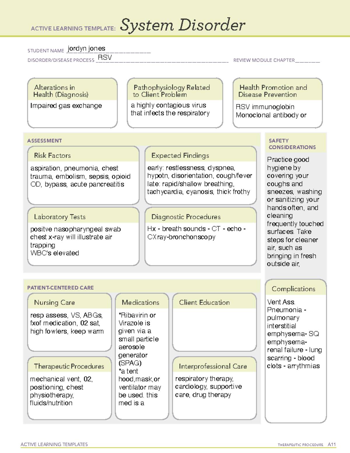 RSV ATI - Active Learning Template for Therapeutic Procedures - Studocu