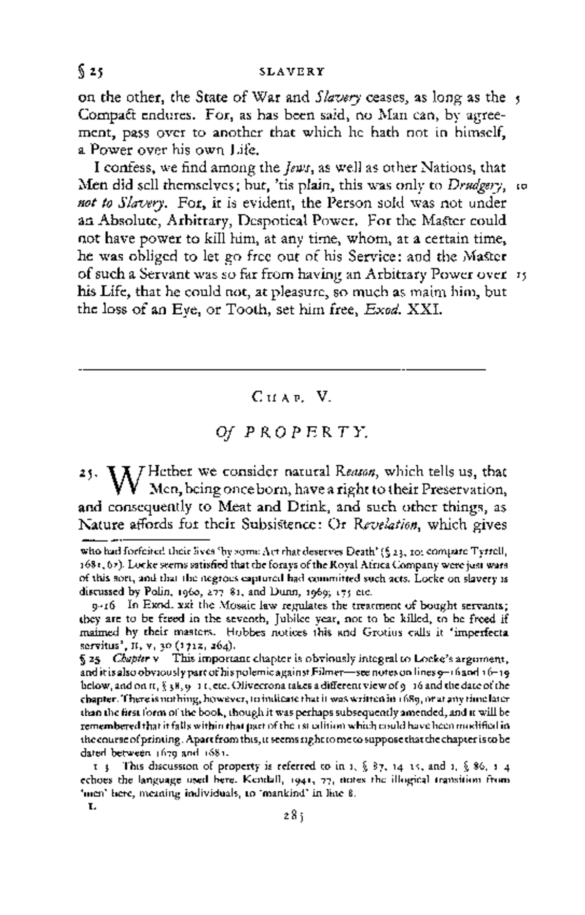 John Locke on property - § 25 SLAVERY on the other, the State of War ...