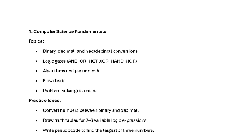 CS101: Comprehensive Study Guide on Fundamentals, Programming, Databases, - Studocu