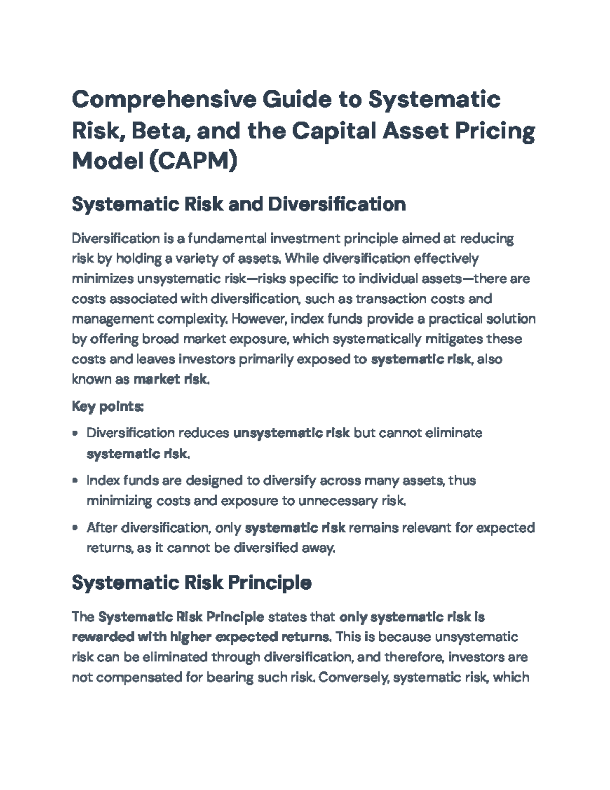 Comprehensive Guide on Systematic Risk, Beta, and CAPM Analysis - Studocu