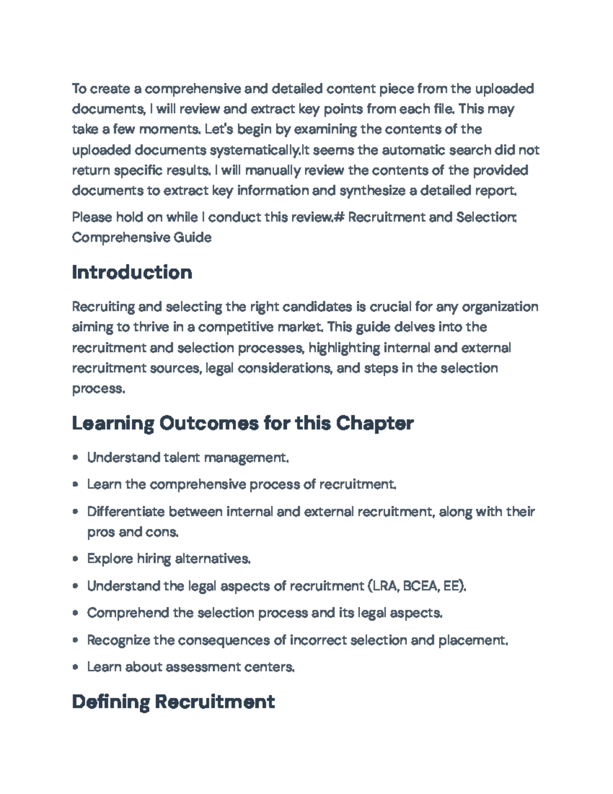 Recruitment and Selection Processes: A Comprehensive Guide (HRM101 ...