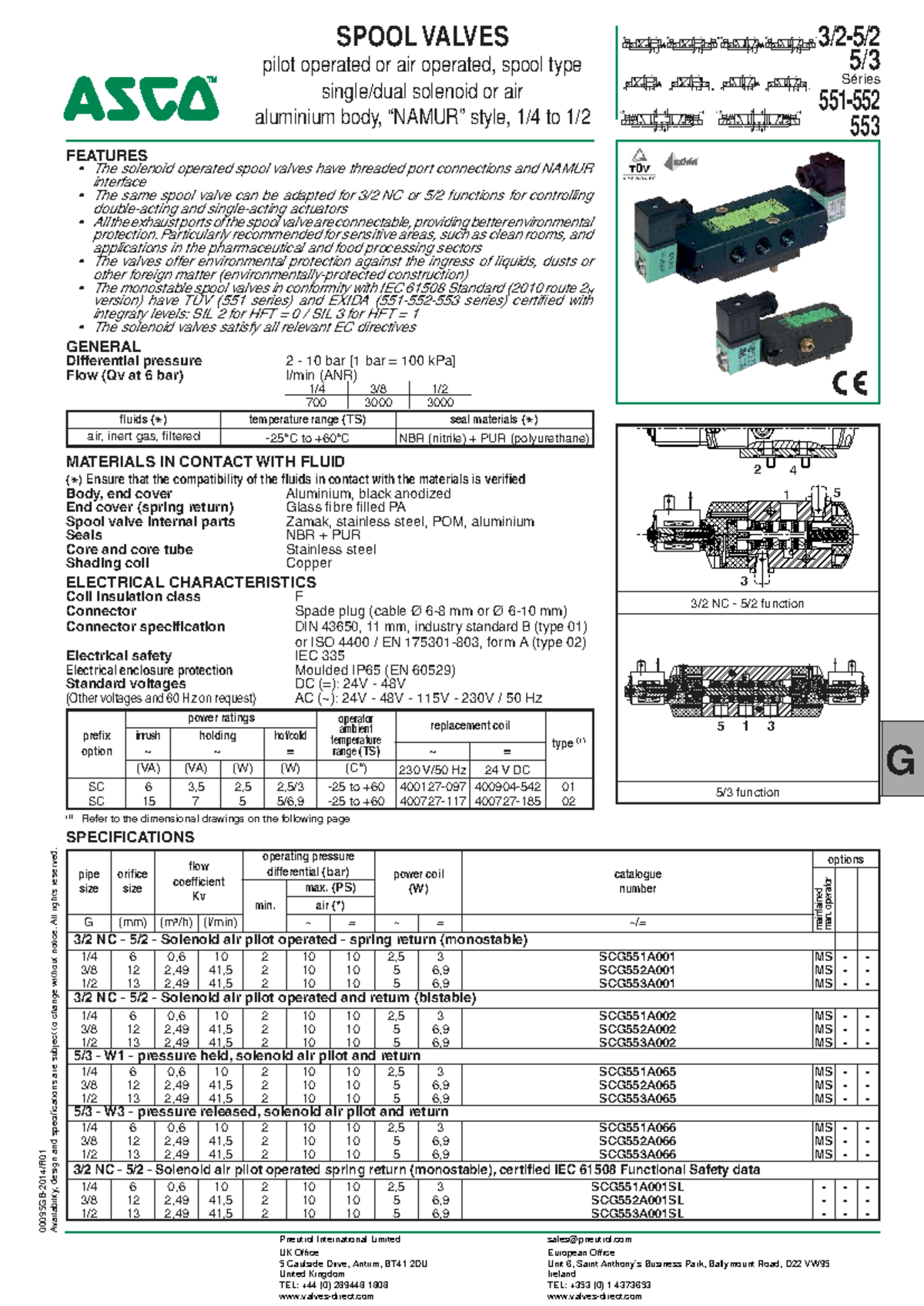 Series 551 552 553 - ASCO Pilot Air Operated Spool Valves Overview ...
