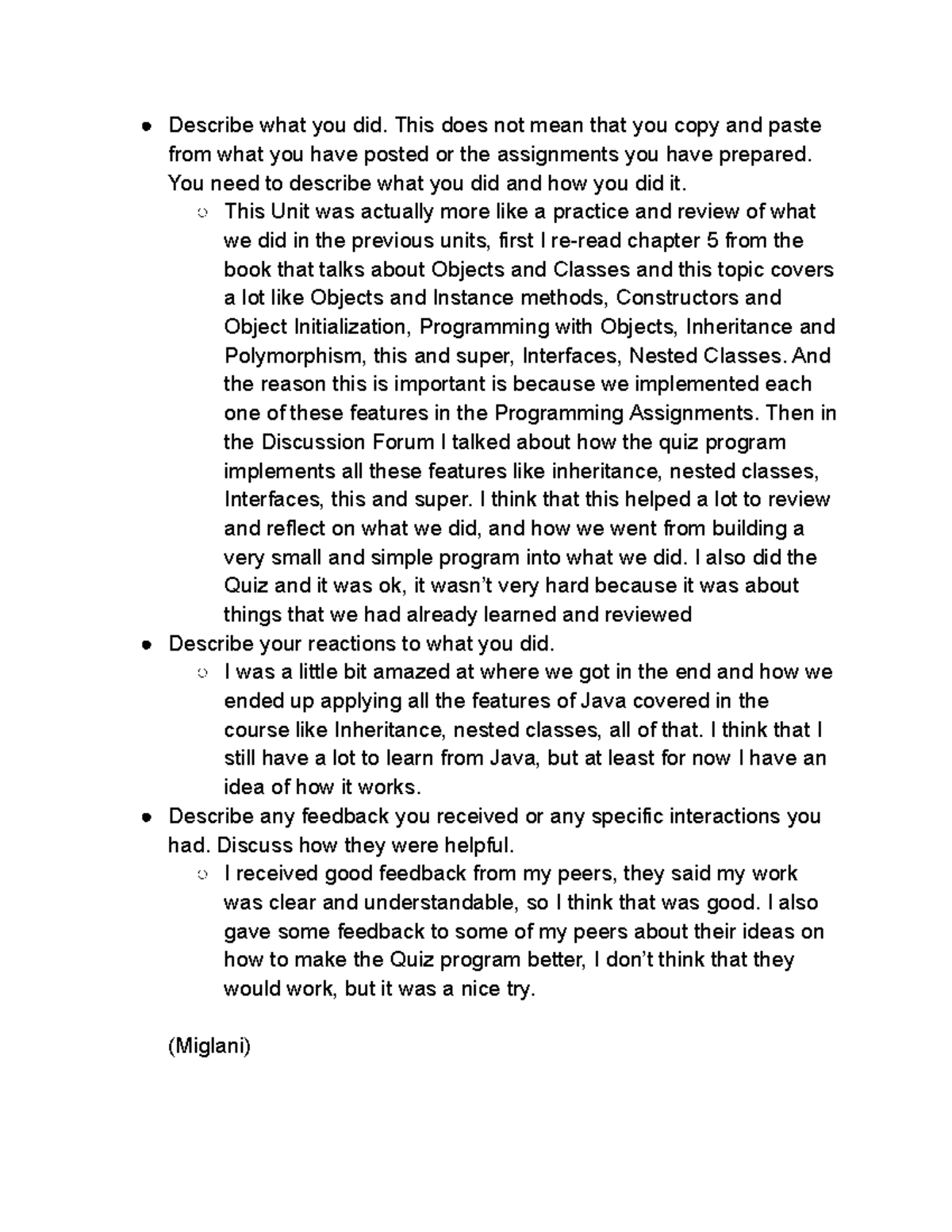 CS 1102 LJ U8 - Reflection on Learning Journal and Programming Review ...