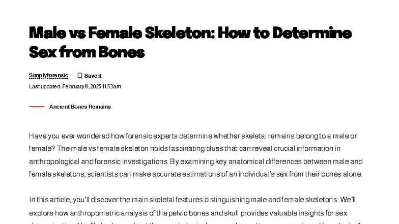 Forensic Analysis of Male vs Female Skeletons: Key Differences and ...