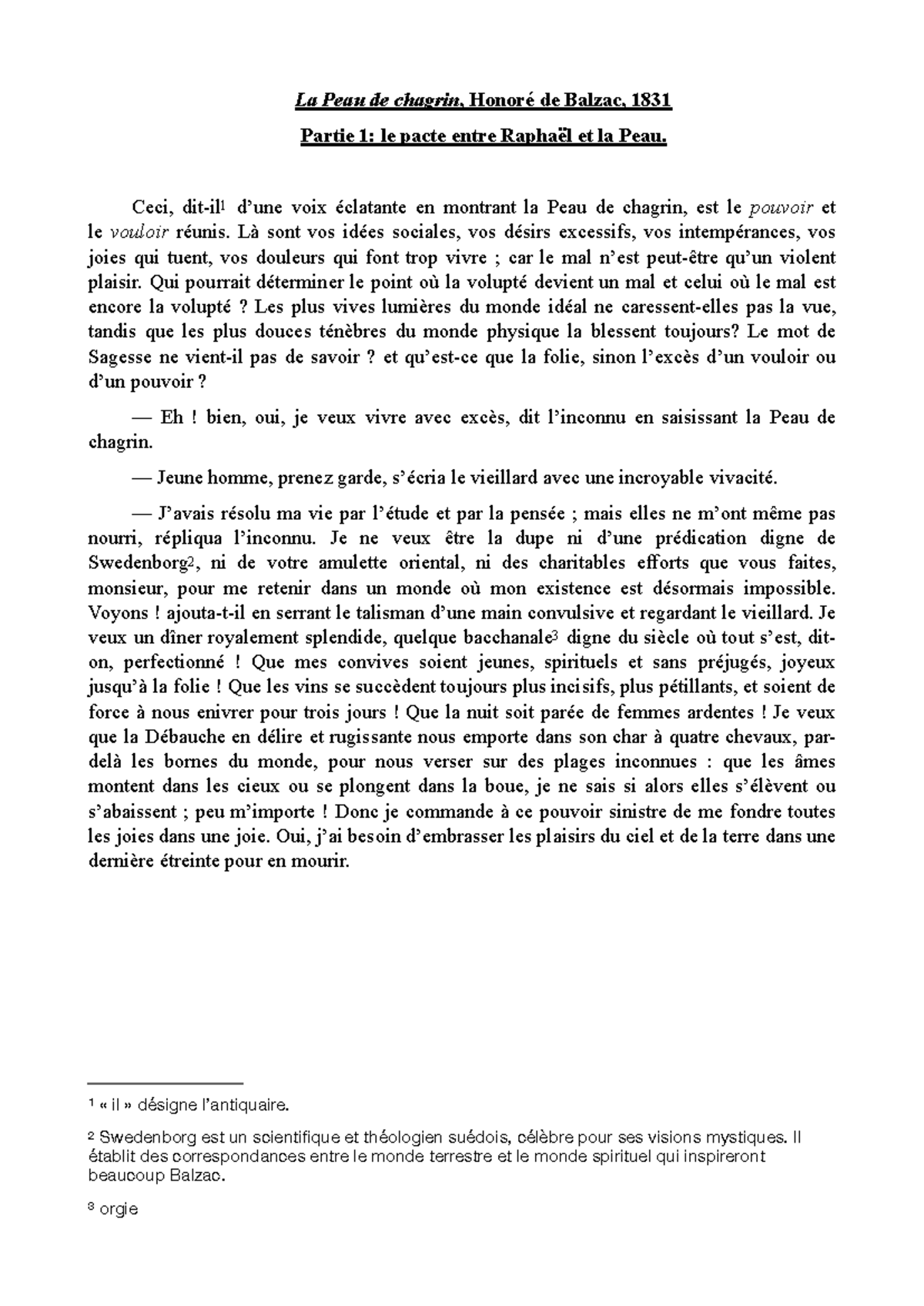 La Peau de chagrin - Extrait et Analyse (BAC 20240502) - Studocu