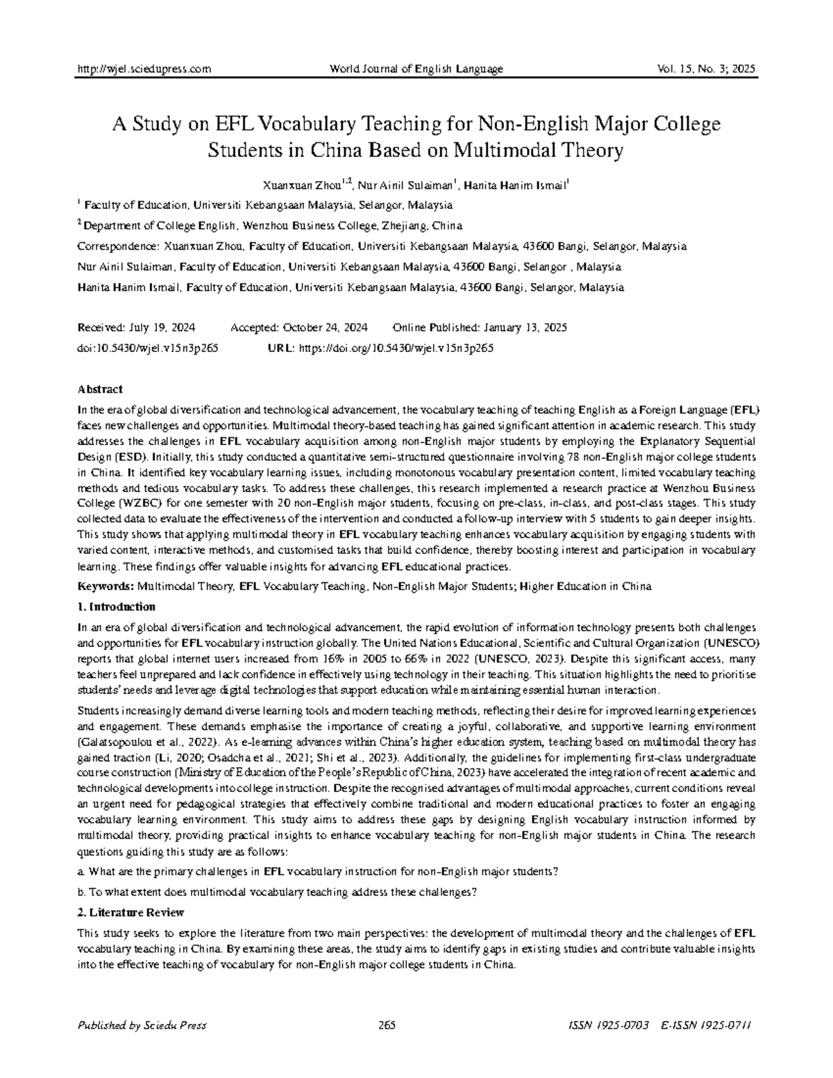 A Study on EFL Vocabulary Teaching for Non-English Majors in China ...