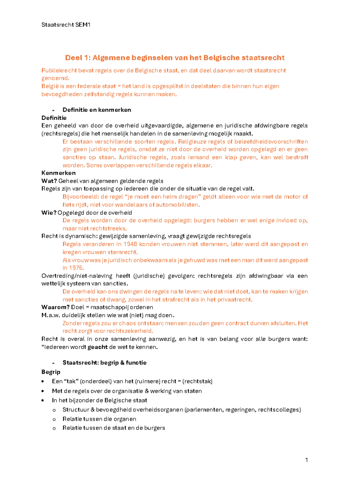 Staatsrecht SEM1: Algemene Beginselen van het Belgische Staatsrecht ...