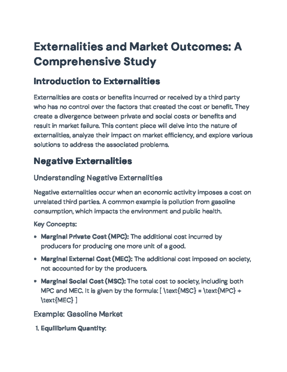 Understanding Externalities in Economics: Costs, Benefits, and Solutions - Externalities and ...