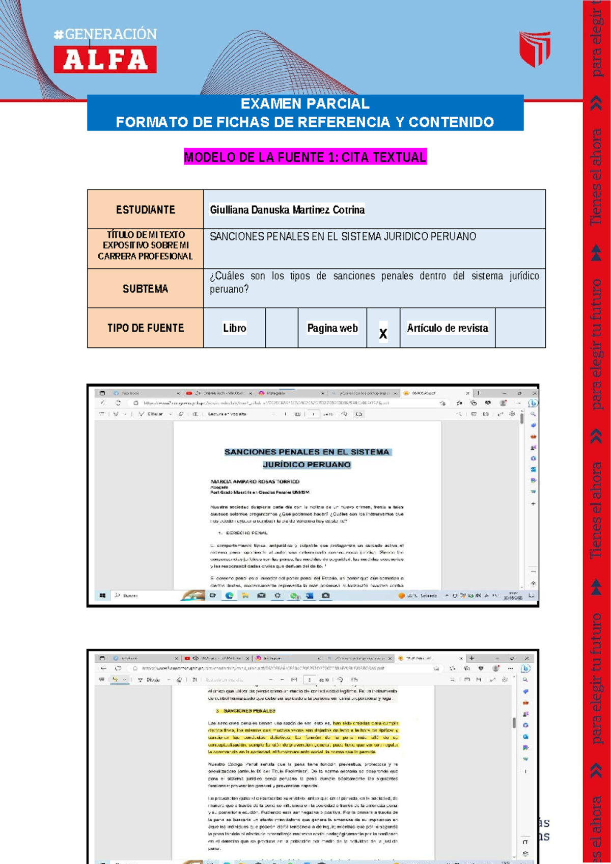 EXAMEN PARCIAL: FICHAS DE REFERENCIA Y CONTENIDO EN DERECHO PENAL - Studocu
