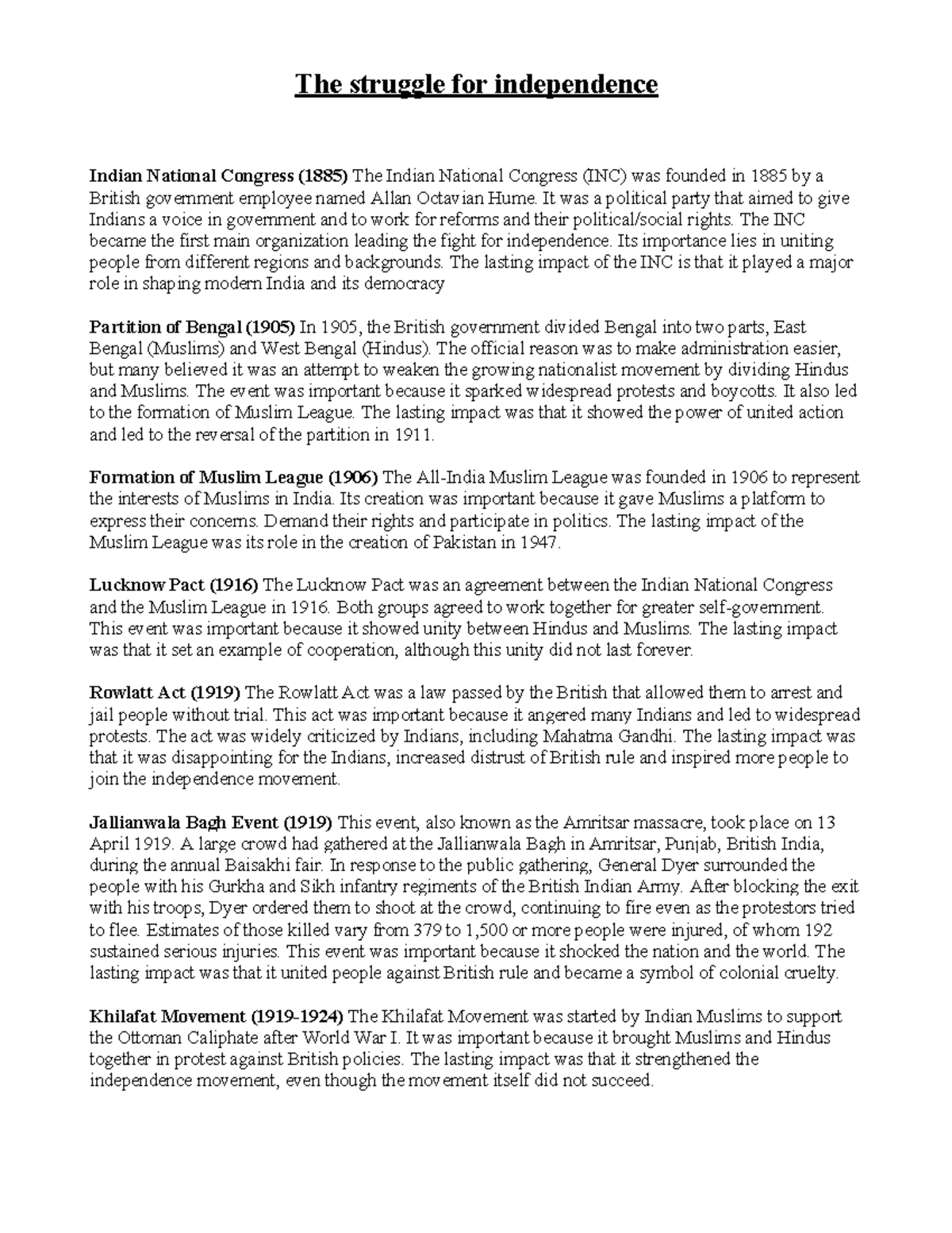 The Struggle for Independence: Key Events in Indian History ...